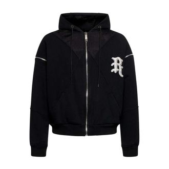 John Richmond Sweatshirt mit Kapuze- Rei&szlig;verschluss und kontrastierendem gesticktem Logo - - Sweatshirts & Hoodies - Herren - Schwarzk - S
