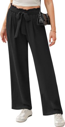 iClosam Sommerhose Damen mit Weitem Bein Leicht und Elegant Elastischer Bund Sommerhose mit Taschen f&uuml;r Legere Arbeit Geeignet Mode Palazzo Hose Lang Culotteh