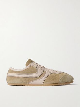 Dries Van Noten Sneakers Aus Veloursleder Mit Lederbes&auml;tzen - Neutral
