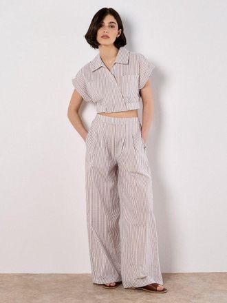 Apricot Blusentop Crop-Shirt mit Streifen