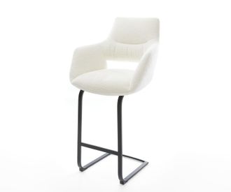 DELIFE Barstuhl Yago-Flex Boucl&eacute; Soft Beige Freischwinger Flach Metall Schwarz Taschenfederkern, Barst&uuml;hle