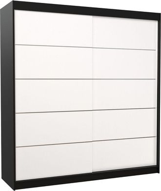 Les Tendances Les Tendances - Armoire chambre adulte noir et blanc 2 portes coulissantes Yvona 200cm