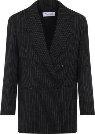 Max Mara Femme, Vestes, Noir, Taille: 38 FR Blazer crois&eacute; &agrave; rayures