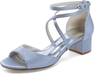 Generic Chaussures De Mariage Femmes Mode D&Eacute;t&eacute; Chunky Heels Sandales Mari&eacute;e Talons Bas Open Toe Dress F&ecirc;te High Heels 4.5Cm,Argent,38 EU