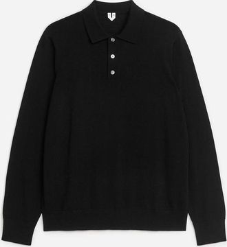 Arket Polopullover Aus Merinowolle -Schwarz