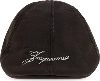 Jacquemus Homme, Accessoires, Brun, Taille: 60 CM Casquette Plate avec Logo Brod&eacute;