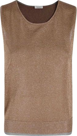 Roberto Collina Femme, Tops, Brun, Taille: 36 FR Top Lurex Contrasto