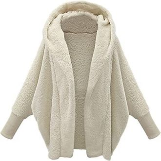 Generic Veste polaire pour femme - Manteau pelucheux à manches longues - Cardigan en duvet - Tenue dextérieur pour lhiver, blanc, XXL