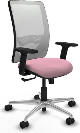 Piqueras y Crespo Rosa Zulema Schreibtischstuhl mit 2D-Armlehnen, h&ouml;henverstellbare Lendenwirbelst&uuml;tze, ausgestattet mit Sincro 3 Positionen und Schneideschaum, Wei&szlig;/Ro