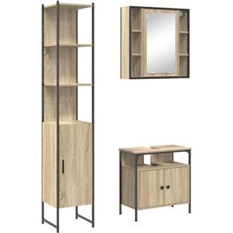 vidaXL Vidaxl - Badezimmerm&ouml;bel Set 3 pcs Sonoma Eiche 33 x 33 x 185.5 cm