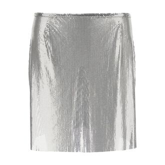 Paco Rabanne Femme, Jupes, Gris, Taille: 36 FR Mini-jupe Métallique avec Détails en Maille