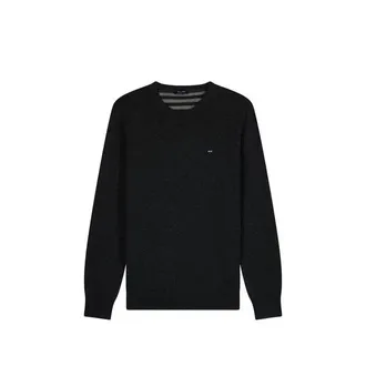 Eden Park Pull droit &agrave; logo en laine et coton