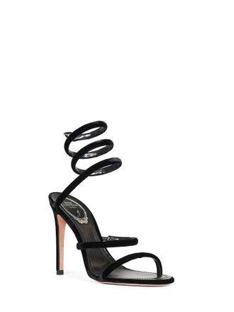 Rene Caovilla Womens Sandals Cleo Black Velvet Fabric