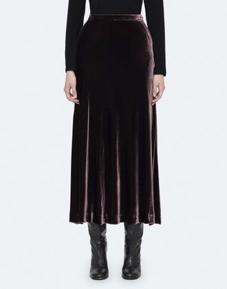 AllSaints jupe Nalia en velours aubergine-VIOLET