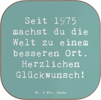 Mr. & Mrs. Panda Tassenuntersetzer Spruch 1975 Geburtstag - Geschenk, Jahr, Anerkennung, Happy Birthday, Geburtsjahr, Tischuntersetzer, Holzuntersetzer, Untersetzer fü