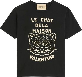Valentino Garavani Homme, Tops, Noir, Taille: S Le Chat De La Maison T-Shirt