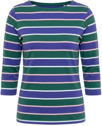 Ulla Popken T-Shirt Shirt Ringel U-Boot-Ausschnitt 3/4-Arm
