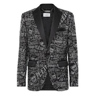 Philipp Plein Homme, Vestes, Noir, Taille: XL Velvet Blazer Lord fit Skull with Crystals