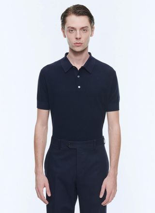 Fursac Polo bleu marine en coton et cachemire - Taille XXL - Homme