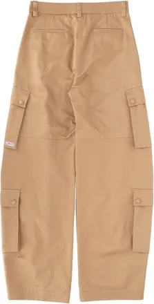 Msgm 100% Cotton Oversize Cargo Pants - Beige