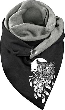 ORANDESIGNE Écharpe Femme Wrap Écharpes Châles Empreinte Pissenlit Automne Hiver Foulard Écharpe Chaude Décontracté Mode Chic Rétro Gris Foncé E Taille Unique