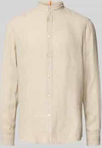 Boss Orange by Hugo Boss Regular Fit Leinenhemd mit Stehkragen Modell Race