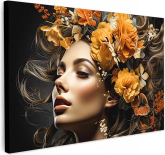 MuchoWow © Bilder Groß 120x80 cm XXL Wohnzimmer Deko Modern Wandbild Kunstdruck auf Leinwand Bild Schlafzimmer über Bett Room Decor Geschenke Frau - Porträt - 