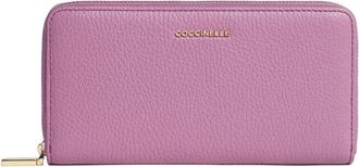 Coccinelle Femme, Accessoires, Rose, Taille: ONE Size Portefeuille Zipp&eacute; Souple M&eacute;tallis&eacute;