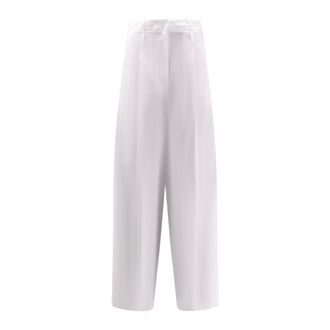 Alysi Femme, Pantalons, Blanc, Taille: 38 FR Pantalon Large &Eacute;vas&eacute; 7/8