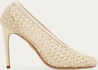 Ferragamo Damen Pump aus Makramee Wei&szlig; Gr&ouml;&szlig;e 35.5