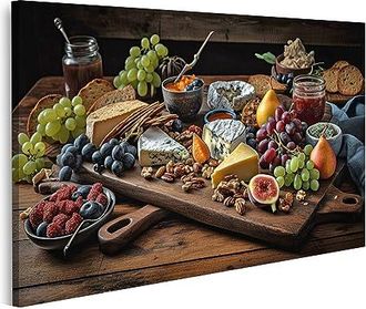 Islandburner Tableau sur Toile Table Rustique pr&eacute;sentoir Gourmet fran&ccedil;ais charcuterie Fromage Cuisine Photo pou Cadre Affiche Poster Murale Tableaux