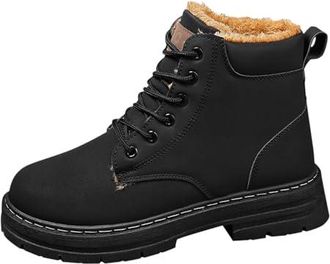 Generic Chaussures dhiver imperméables pour homme - Bottes dhiver chaudes doublées en cuir - Bottes de neige - Bottes dhiver à lacets - Bottes de motard antid