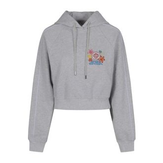 Casablanca Embroidered Cropped Hoodie - - Sweatshirts & Hoodies - Damen - Grau - M