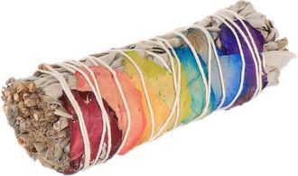 NKlaus Weißer Salbei Räucherbündel Chakra Regenbogen, natürlicher Smudge Stick für spirituelle Reinigung, Rituale, Meditation und Yoga 16651