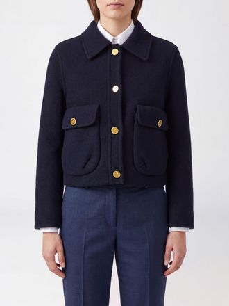 Thom Browne Manteau court droit en pure laine vierge avec poches plaqu&eacute;es