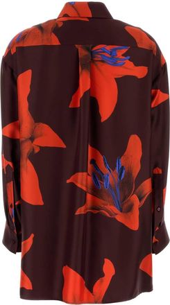 Alexander McQueen Burgundy-Firered Exterior: Silk Camicie Shirt
