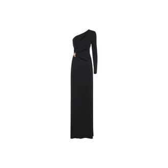 Elisabetta Franchi Roter Teppich-Kleid aus Cr&ecirc;pe mit Schmuckdetail - - Dresses - Damen - Schwarzk - M