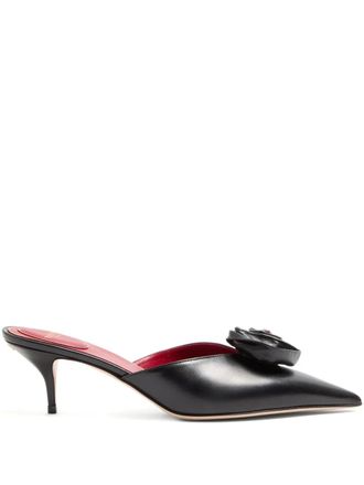 Valentino Garavani mules Drip Rose 55 mm à bout pointu - Noir