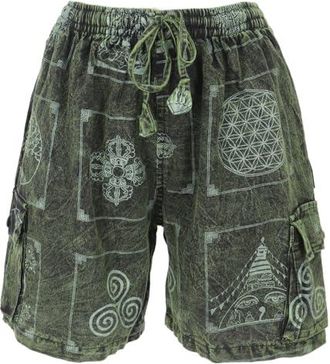 Guru Shop Ethno Short de yoga Stonewash en coton pour homme, vert, 50