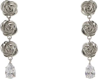 Magda Butrym Femme, Accessoires, Gris, Taille: ONE Size Triple Rose Crystal Drop Earrings