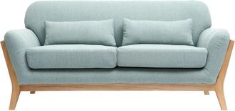 Miliboo Miliboo - Canapé scandinave 2 places en tissu vert lagon et bois clair yoko