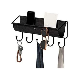 Umbra Hammock Wandablage mit Haken, Stoff, Schwarz, 41.5 x 18 x 8.5 cm