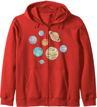 Trendy Apparel Solar System Planets Jumbled Watercolor Style Kapuzenjacke