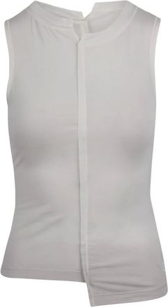 Yohji Yamamoto Femme, Tops, Blanc, Taille: 38 FR D&eacute;bardeur avec D&eacute;tails Asym&eacute;triques &agrave; Bords Francs