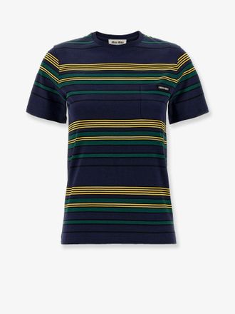 Miu Miu Cotton T-shirt with striped pattern - MIU MIU - gender_Woman