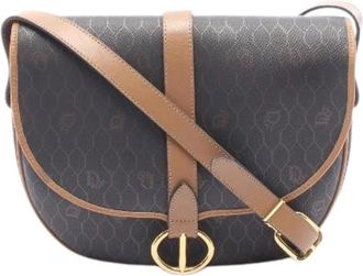 Dior Pre-owned Sac bandouli&egrave;re en toile enduite PVC motif nid dabeille en cuir - Femme - Pre-owned - Brun - Taille: ONE Size