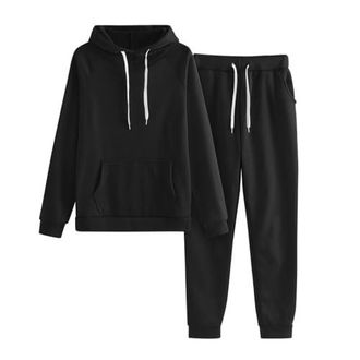 Generic Ensemble de surv&ecirc;tement d&eacute;contract&eacute; &agrave; manches longues pour femme - Sweat &agrave; capuche et pantalon - Ensemble de jogging d&eacute;contract&eacute; &agrave; manches longues - T