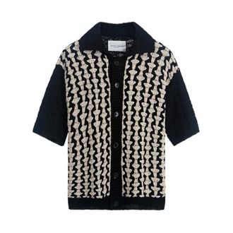 Roberto Collina Homme, Chemises, Multicolore, Taille: M Camicia mc bicolore lavorato alluncinetto