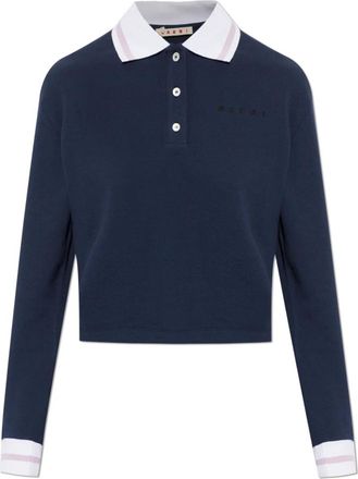 Marni Femme, Tops, Bleu, Taille: 38 FR Polo &agrave; Manches Longues en Piqu&eacute;