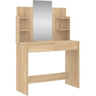 vidaXL Coiffeuse avec miroir ch&ecirc;ne sonoma 96x39x142 cm Vidaxl